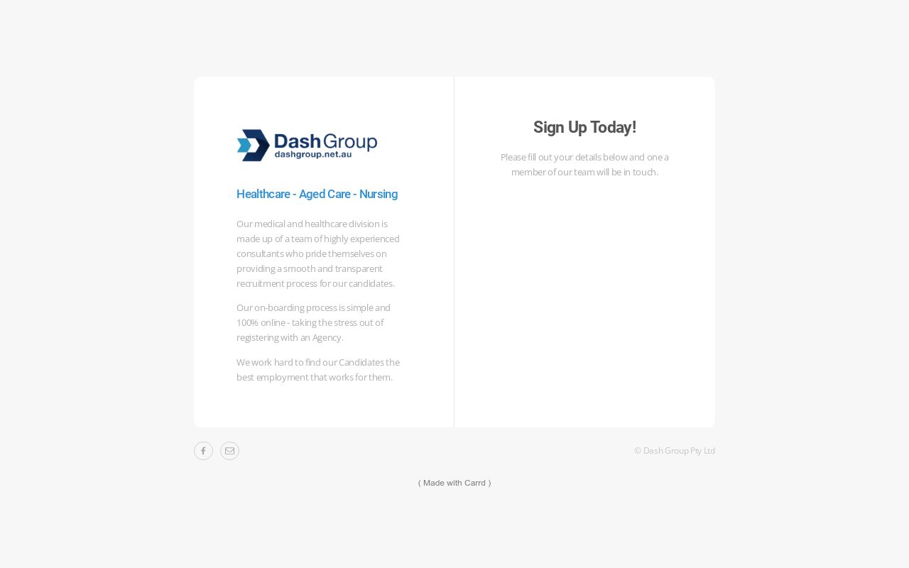 Dash Group - Aged Care Signup